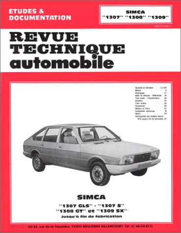 Simca 1307 gls, 1307 s, 1308 gt et 1309 sx - Jusqu'à fin de fabrication ...
