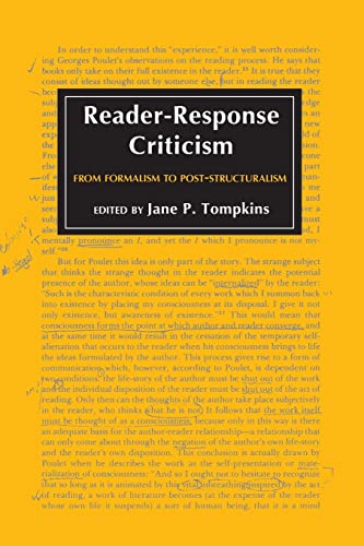 Reader-Response Criticism - From Formalism to Post-Structuralism, Jane ...