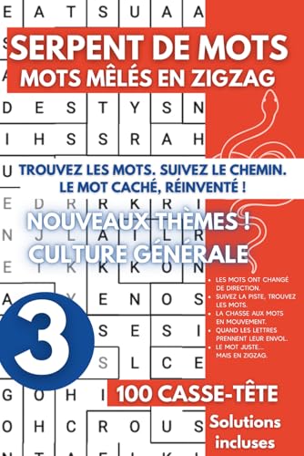 Serpent de Mots Mêlés en Zigzag - Word Snake en Français Jeux de ...